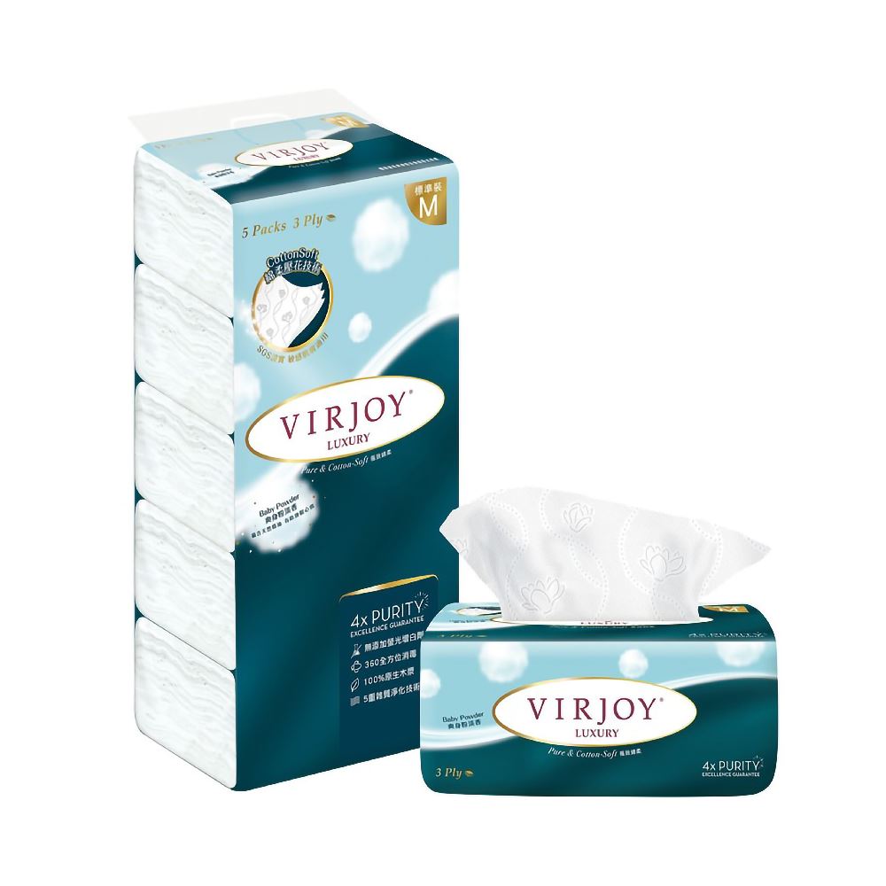 Virjoy 唯潔雅 極致棉柔爽身粉淡香抽取式面紙 (5包裝) | APITA UNY eShop | CU APP